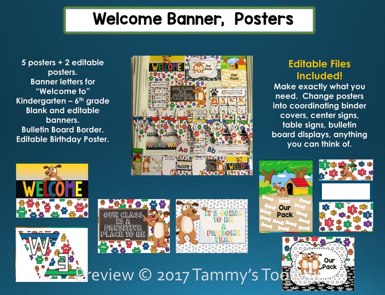 Dog Paws Classroom Decor Bundle, Dog Classroom Theme Bulletin Board ...