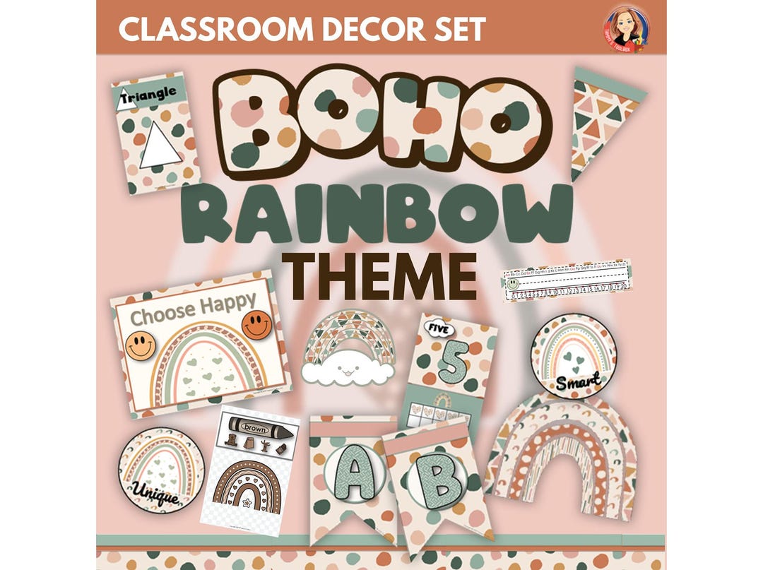 Boho Rainbow Classroom Decor Theme, Neutral Calm Classroom Decor Basics ...