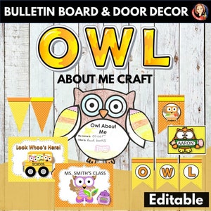 Owl Theme Bulletin Board, Owl Craft Set, Classroom Decor, All About Me ...