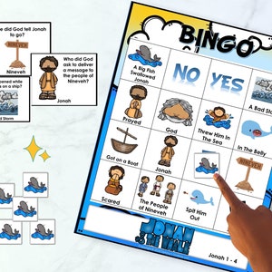 Bible Bingo, Bible Lesson Review Game for Kids, the Story of Jonah ...