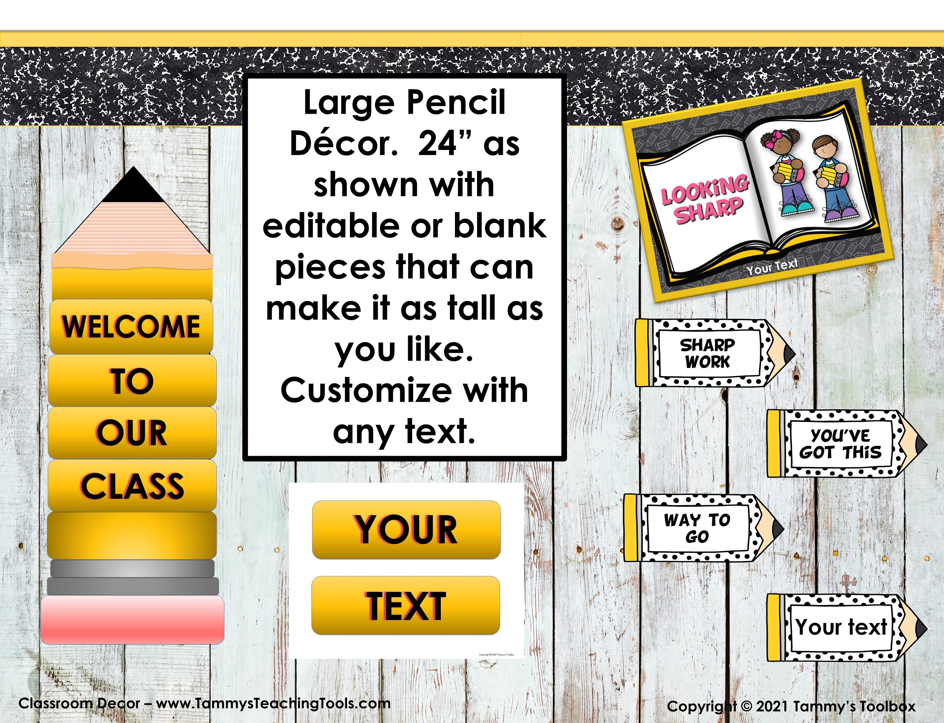 Classroom Decor Bundle in Pencil Theme Editable, Back to School ...