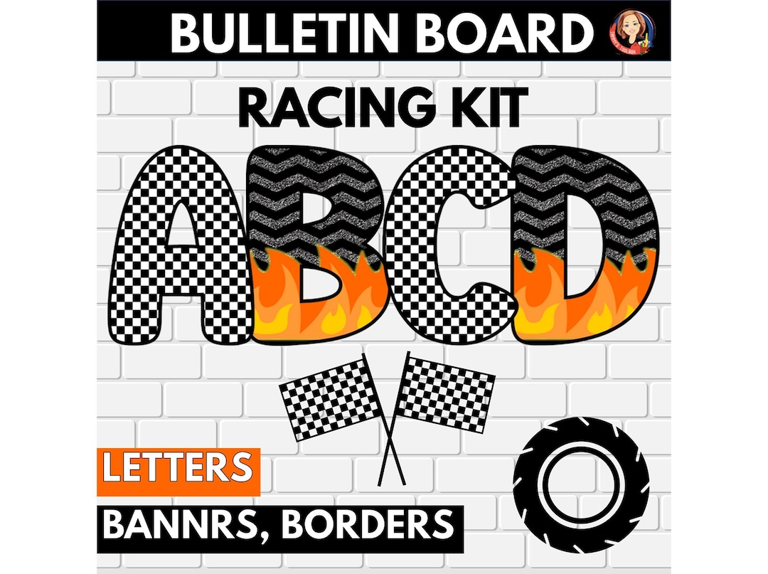 Race Car, Checkered Flag Bulletin Board Letters, Back to School ...