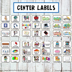 Editable Classroom Center Labels Decor in Bright Classroom Decor Theme ...