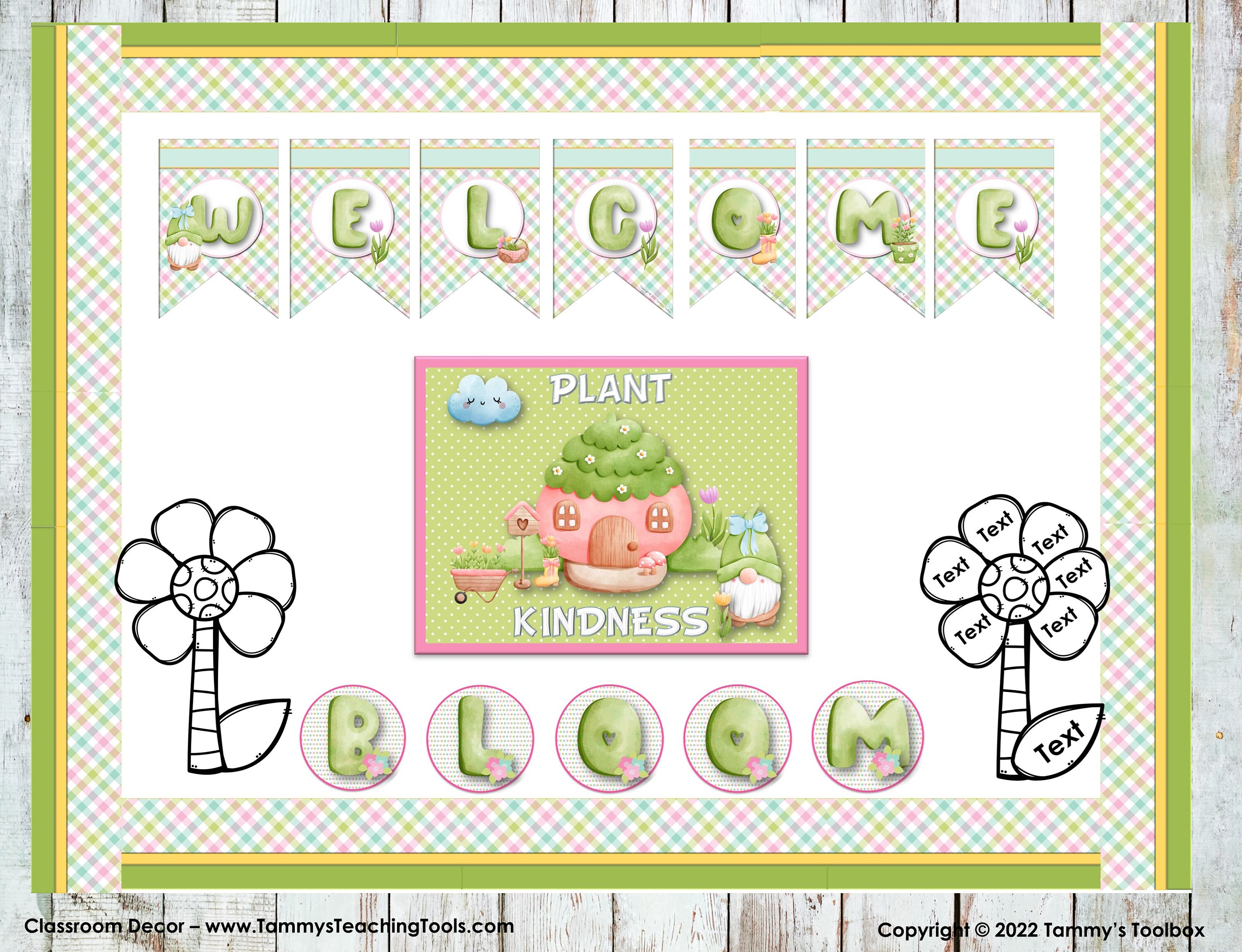 Spring Bulletin Board Kit With Writing Activities, Gnome Spring ...