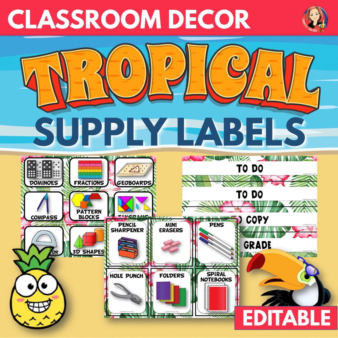 Classroom Supply Bin Labels and Classroom Organization Labels in ...