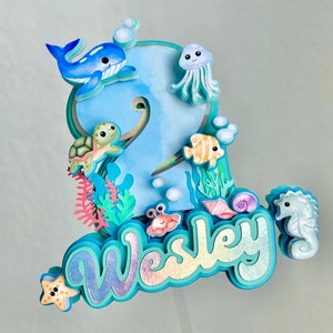 Custom Ocean Cake Topper for Birthday Party, Baby Shower | Under the ...
