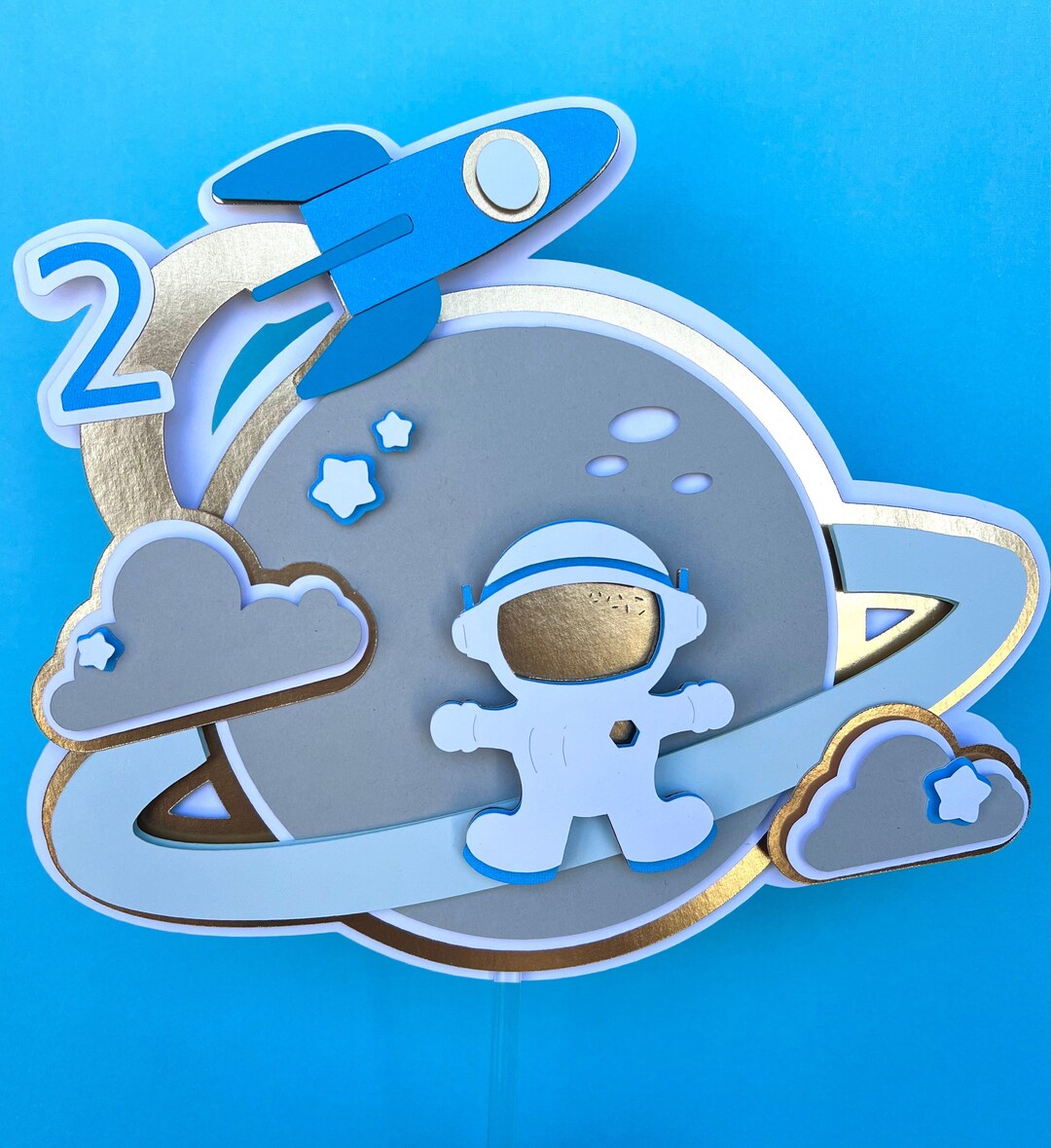 Custom 3D Space Galaxy Over the Moon Cake Topper for Birthday, Baby ...