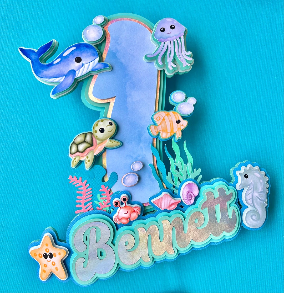 Custom Ocean Cake Topper for Birthday Party, Baby Shower | Under the ...
