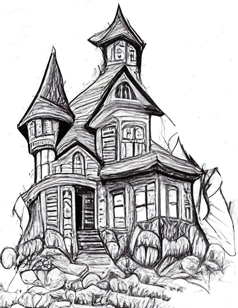 Haunted House Image Colouring Pages - Big Bundle of 10 Images to Print ...