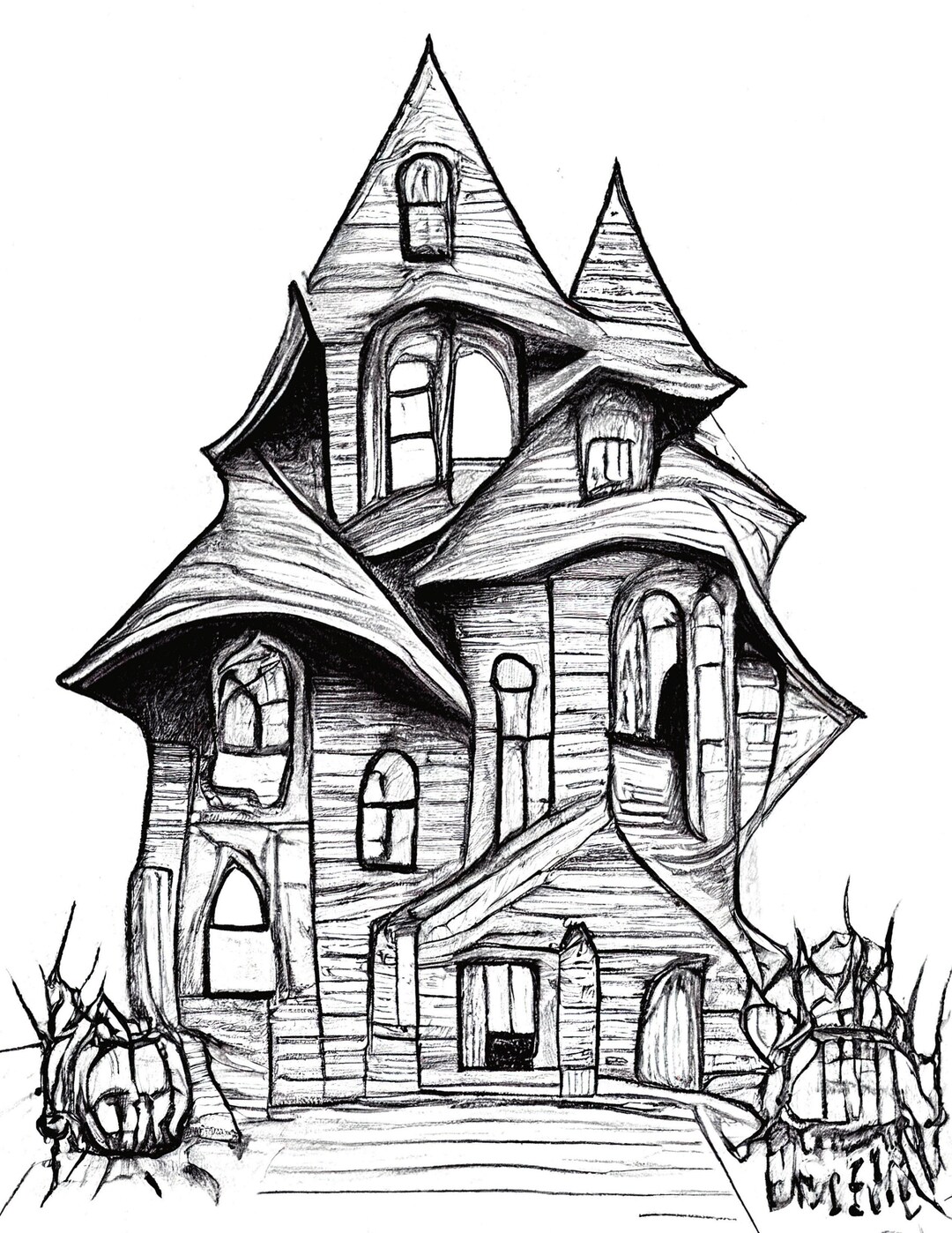 Haunted House Image Colouring Pages - Big Bundle of 10 Images to Print ...