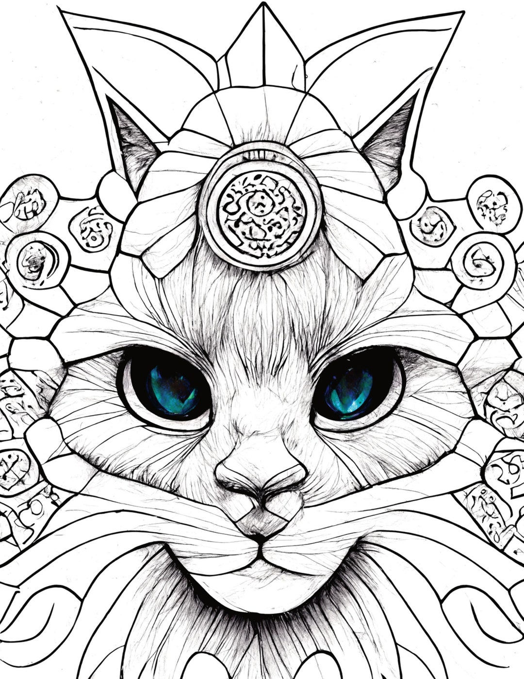 Cat Heads Colouring Pages - Big Bundle of 10 Images to Print and Colour ...