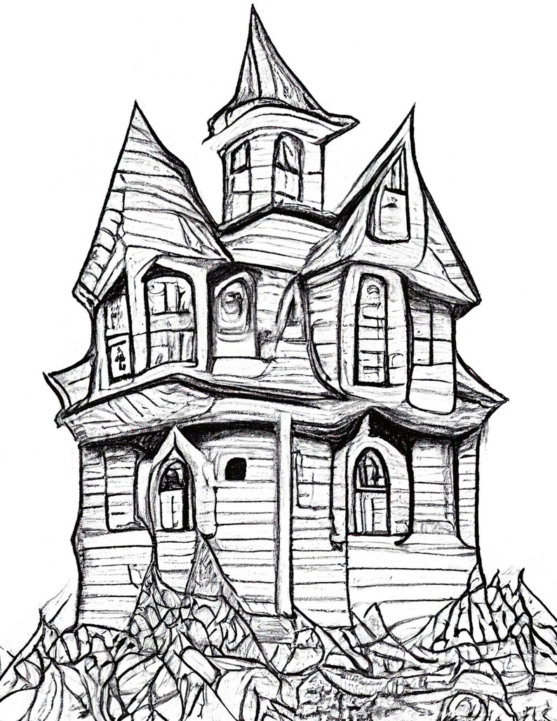 Haunted House Image Colouring Pages - Big Bundle of 10 Images to Print ...