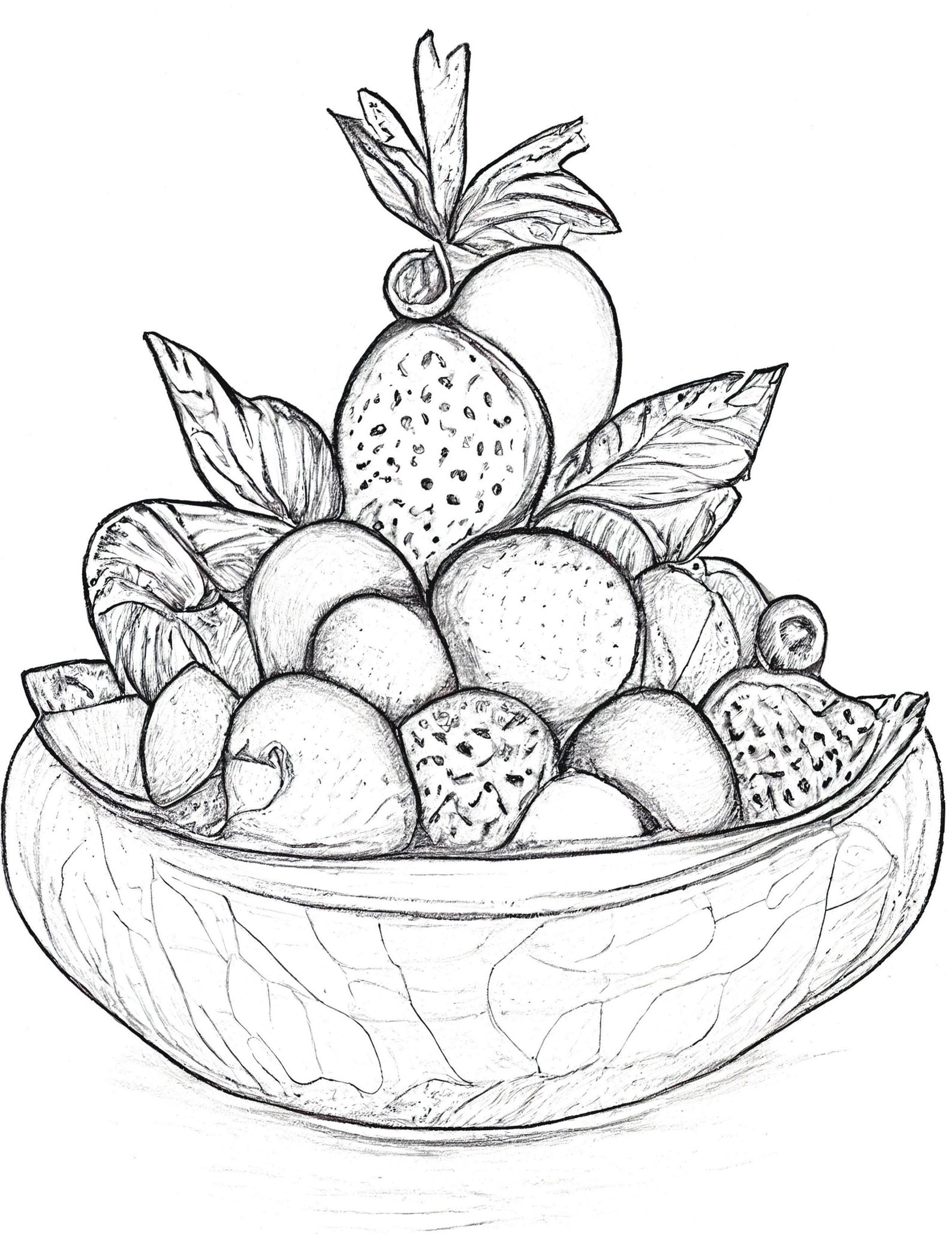 Bowls of Fruit Colouring Pages - Big Bundle of 10 Images to Print and Colour. Easy Download and ...