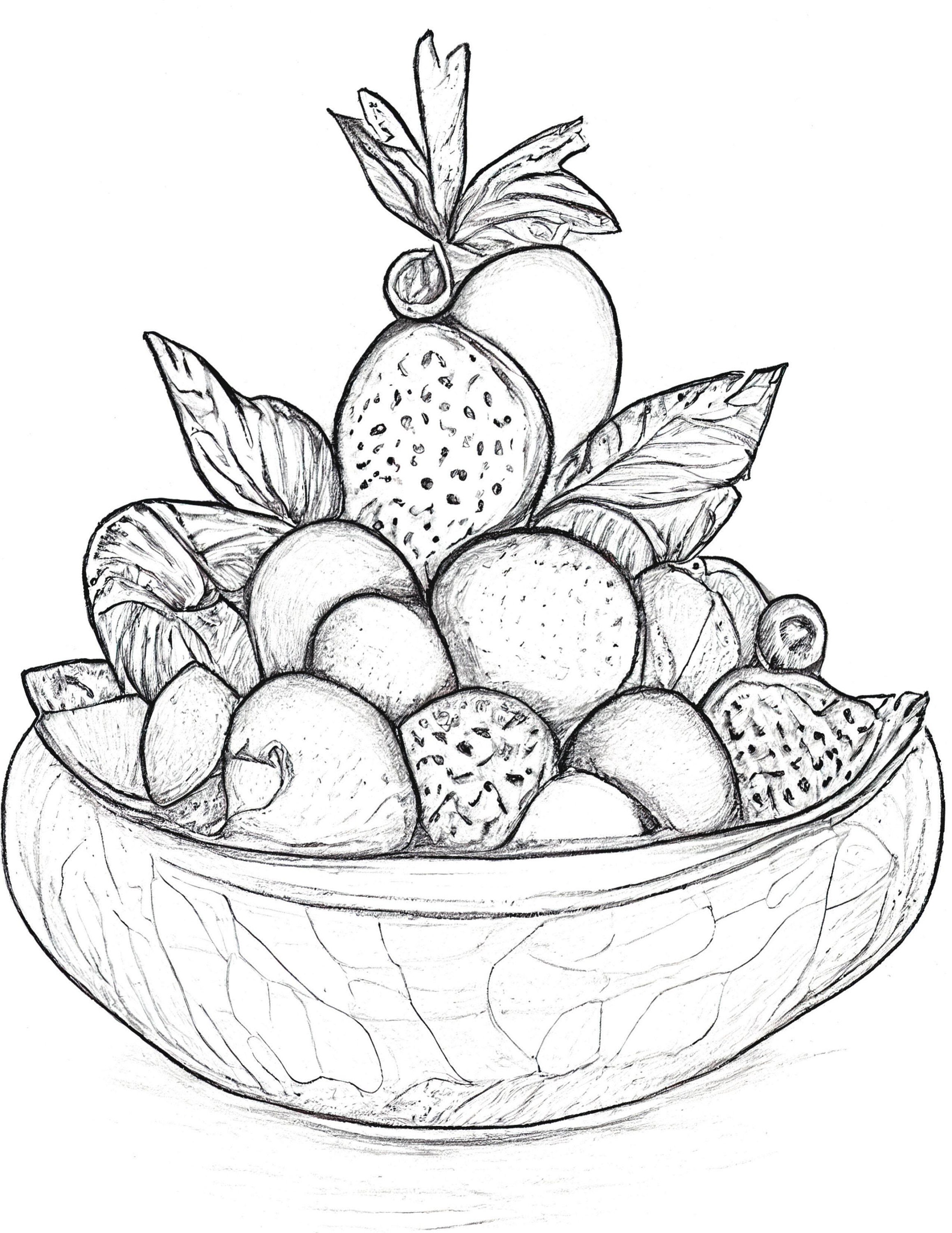 Bowls of Fruit Colouring Pages - Big Bundle of 10 Images to Print and ...