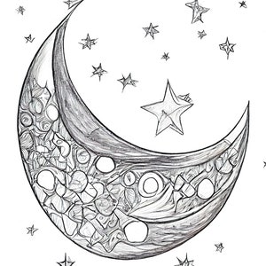 Moon and Stars Colouring Pages - Big Bundle of 10 Images to Print and ...