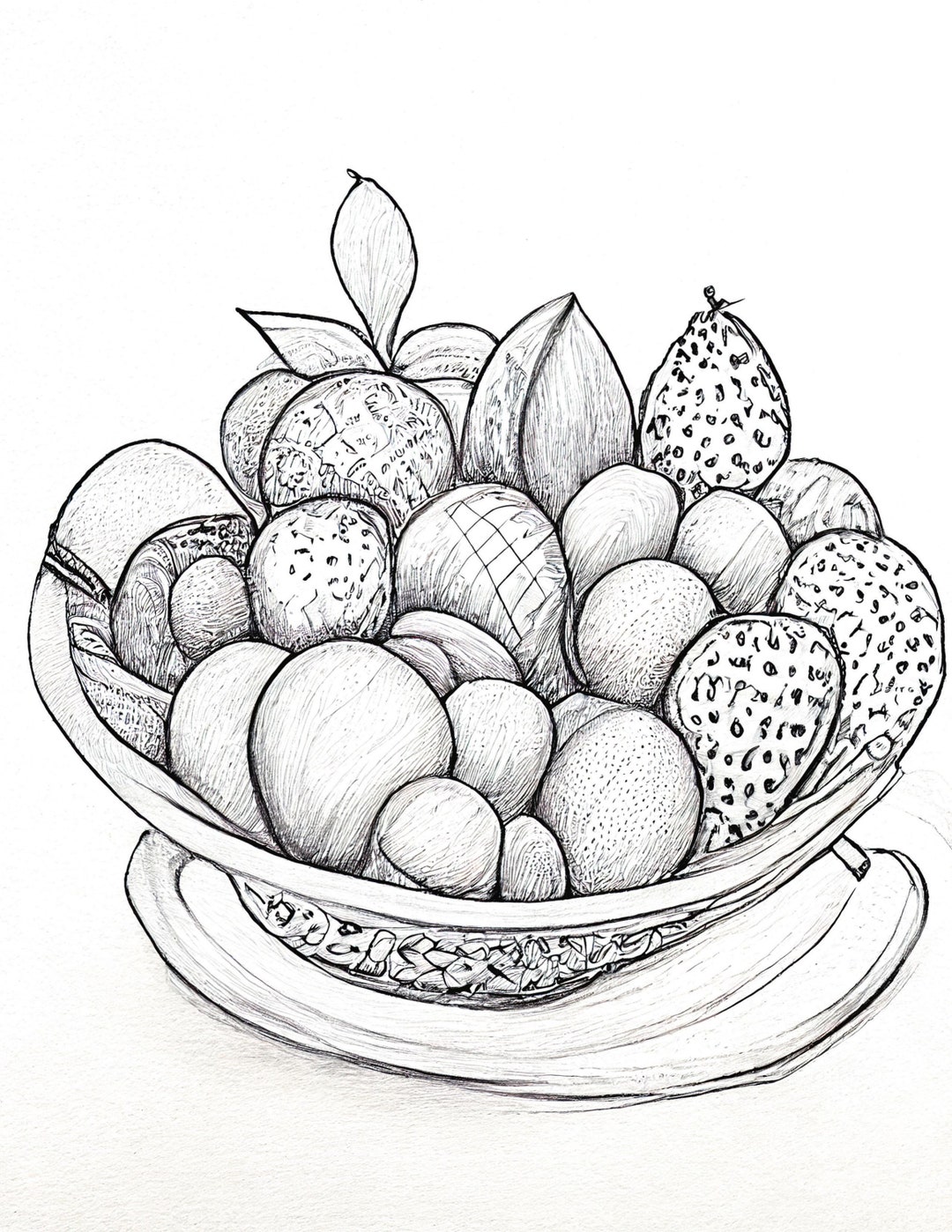 Bowls of Fruit Colouring Pages - Big Bundle of 10 Images to Print and ...