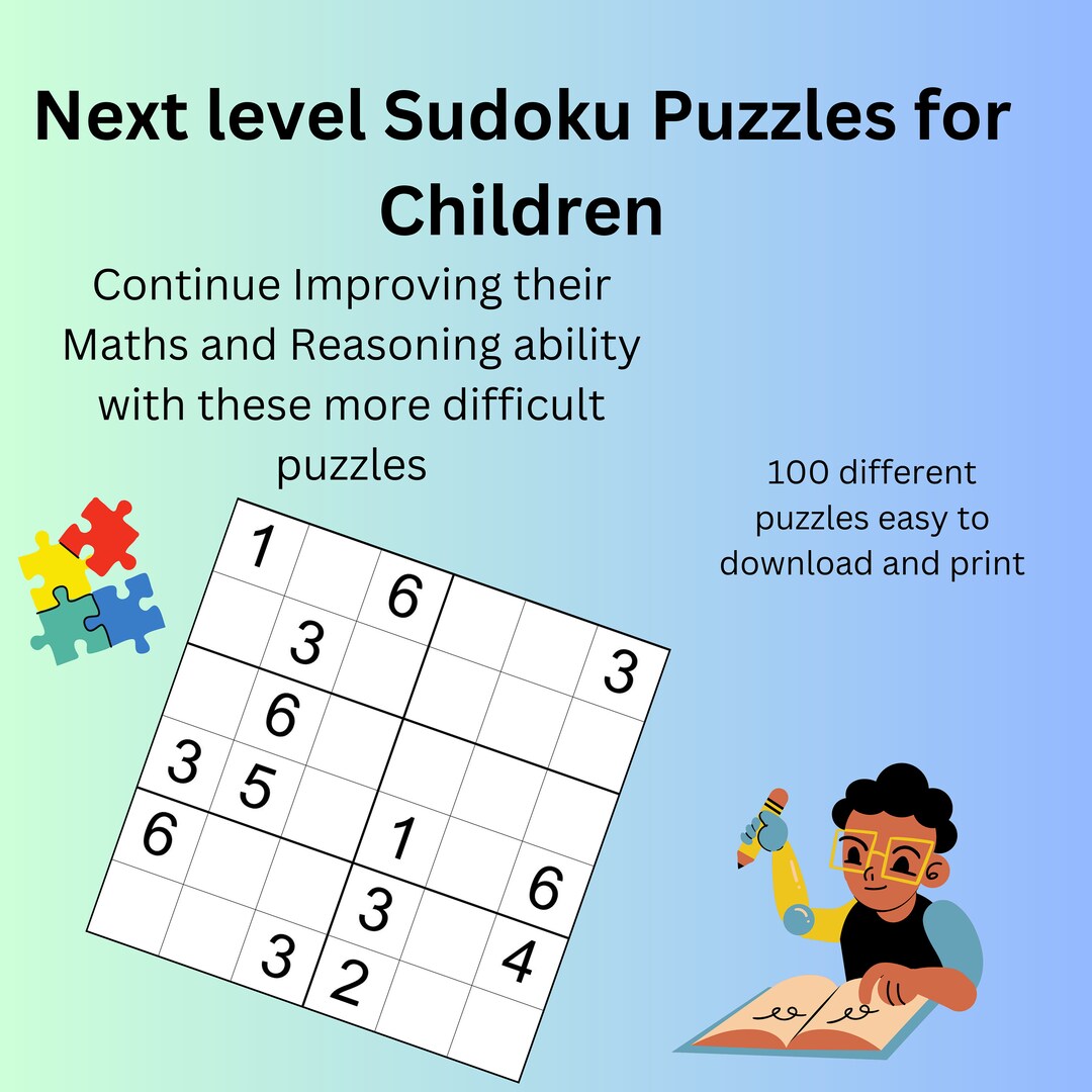 Sudoku for Children - 100 Harder Puzzles to Download and Print. With ...