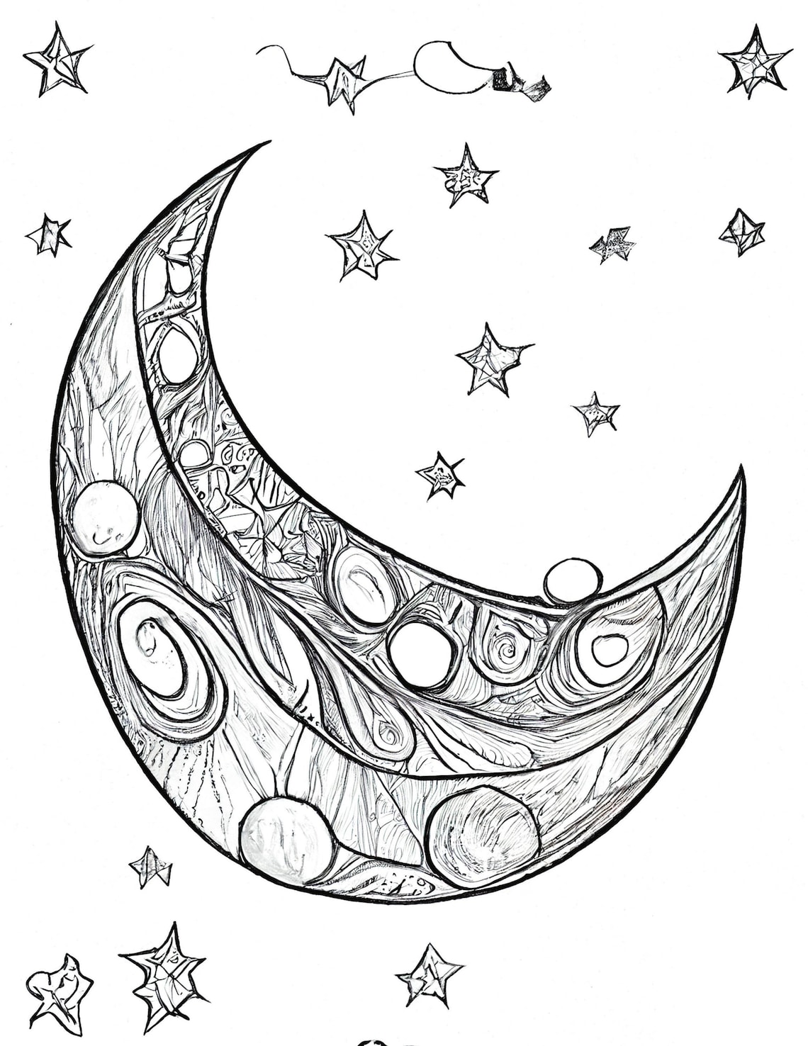 Moon and Stars Colouring Pages - Big Bundle of 10 Images to Print and ...