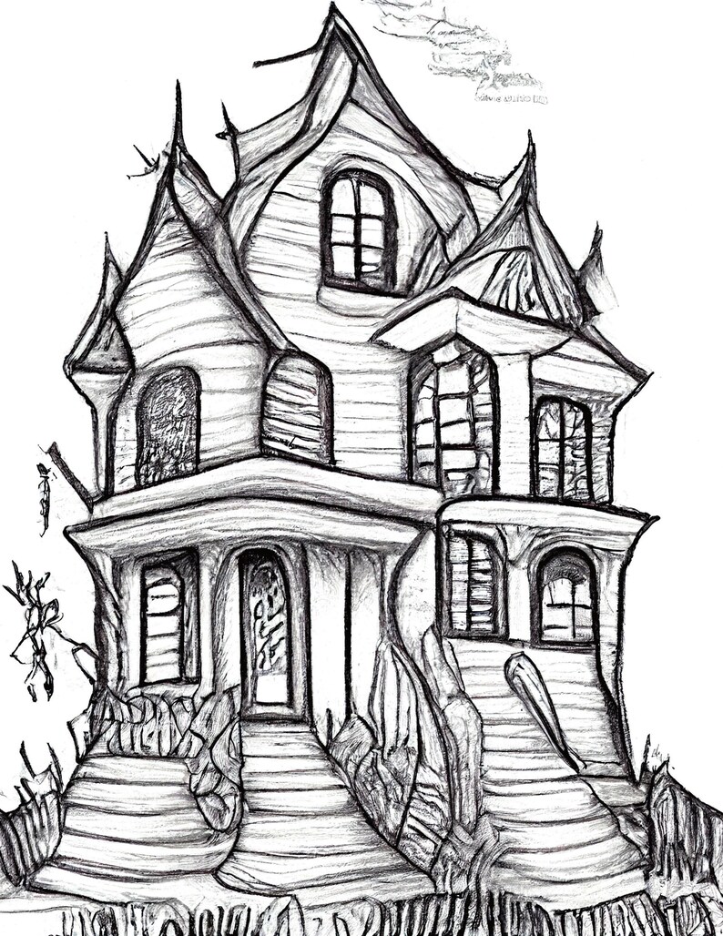 Haunted House Image Colouring Pages - Big Bundle of 10 Images to Print ...