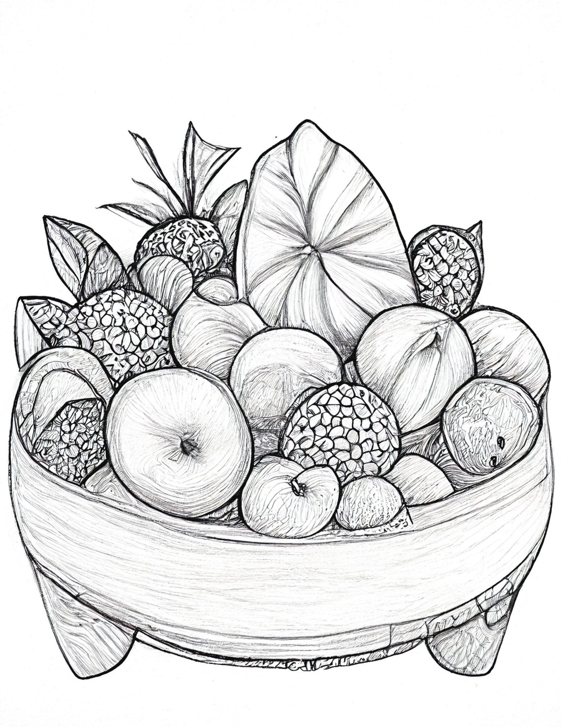 Bowls of Fruit Colouring Pages - Big Bundle of 10 Images to Print and ...