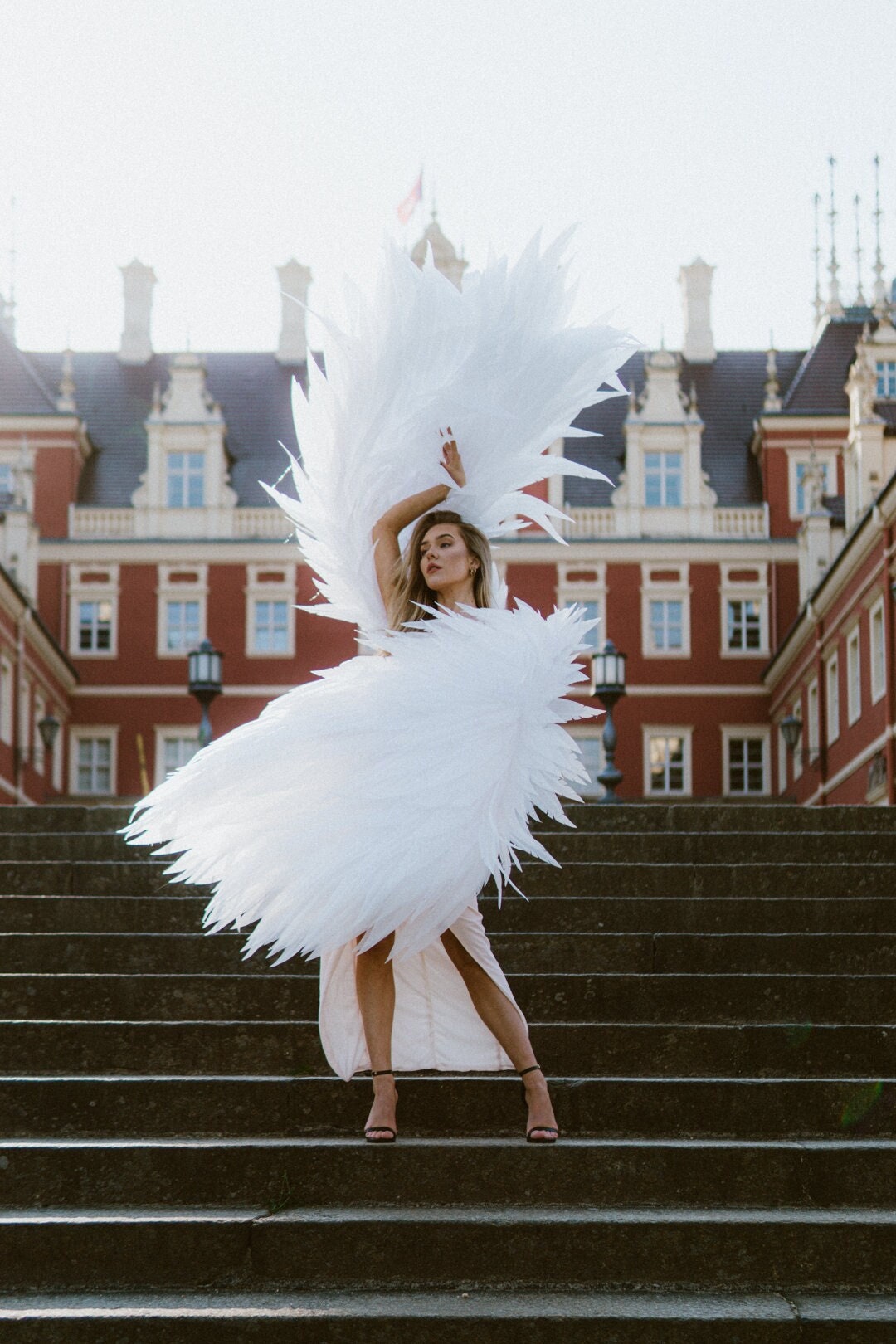 White Angel Dance Wings Costume for Photo Shoot Woman, Moving Wings ...
