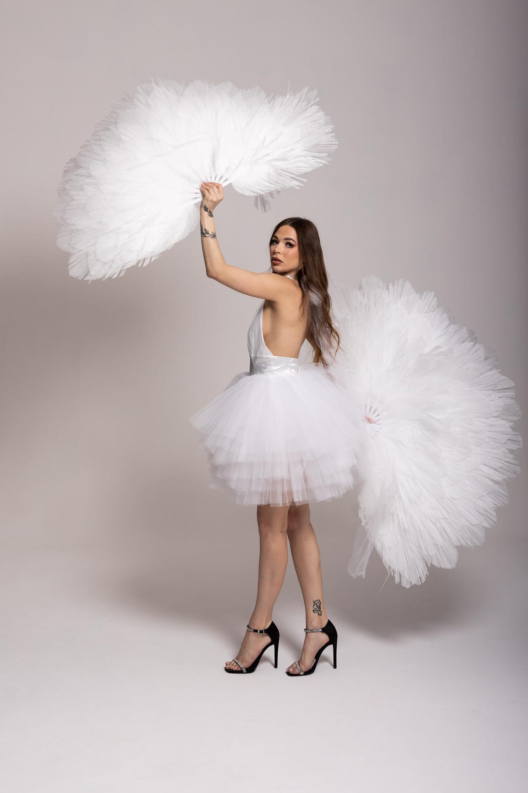 White Hand Fan, Fan for Hands, Dance Show Accessory for Costume, Hand ...