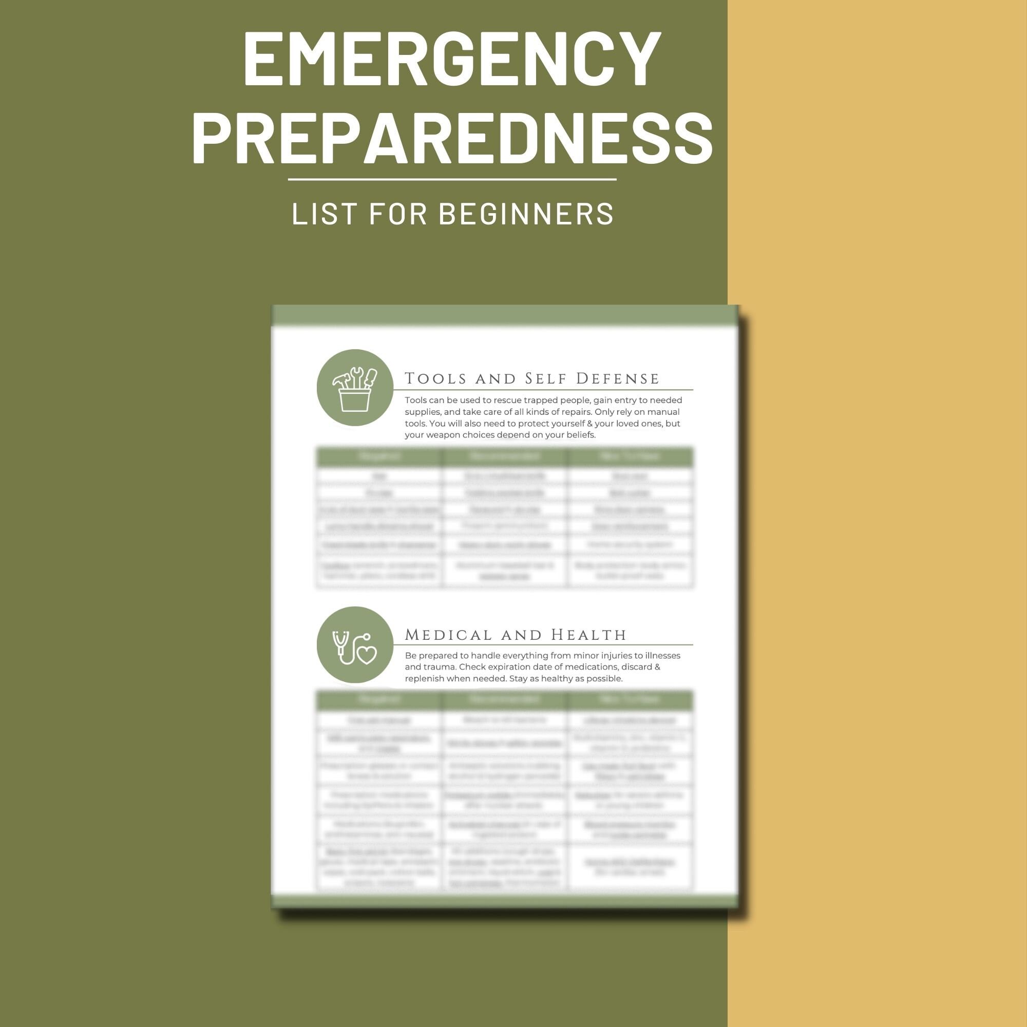 Simple Beginners Emergency Preparedness List, User-friendly Guide ...