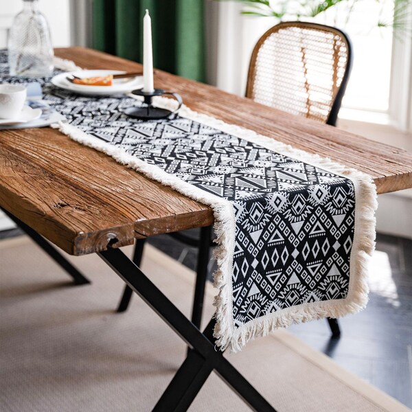 Black and White Short Table Runner - Etsy