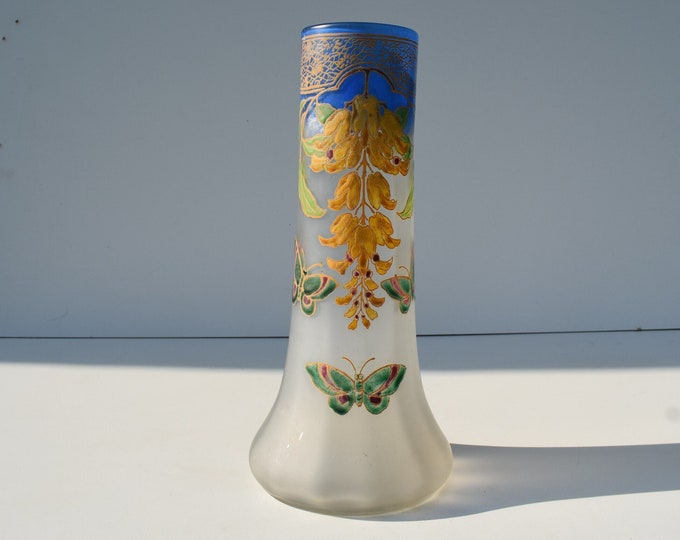 Old Enamelled Legras Vase Signed Leg - Etsy