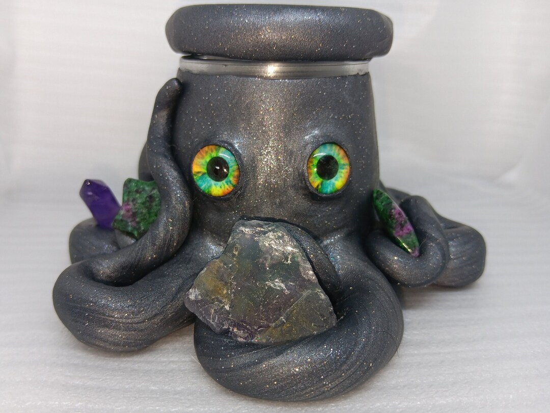 Pre-made 2 OZ Dark Gray W/ Glitter Happy Octopus Jar - Etsy
