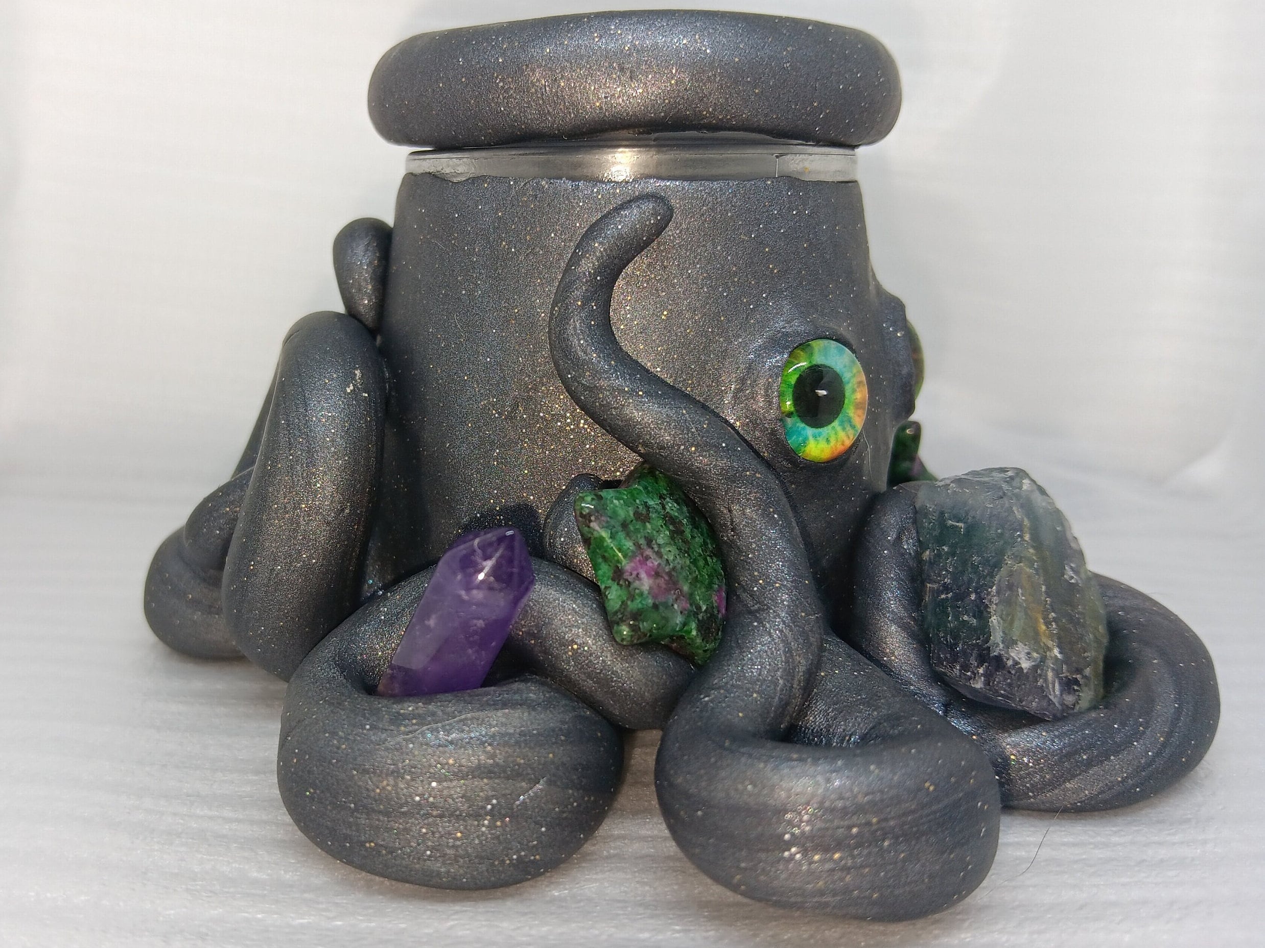 Pre-made 2 OZ Dark Gray W/ Glitter Happy Octopus Jar - Etsy