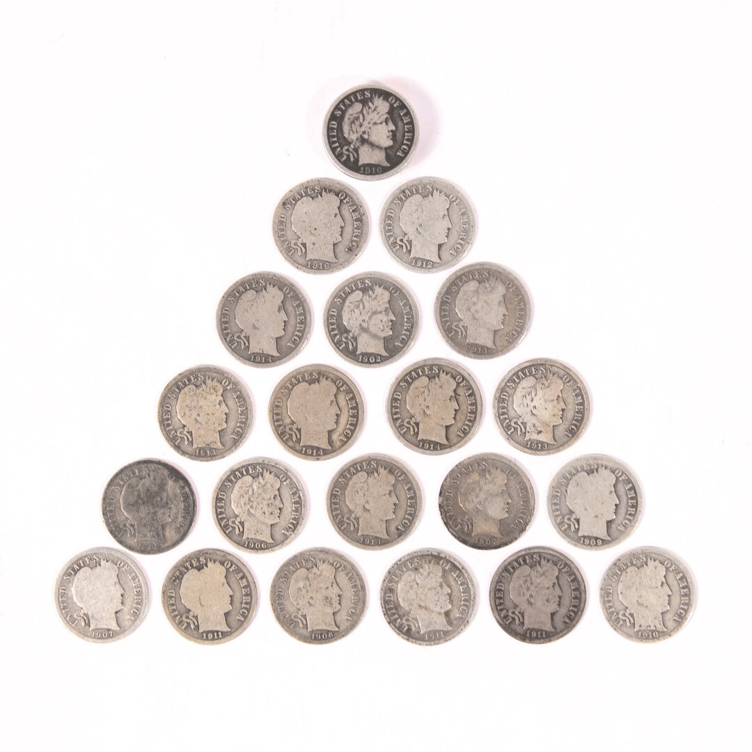 25 90% Silver BARBER DIME Grab Bag Lot Ag/good Condition Junk Silver ...
