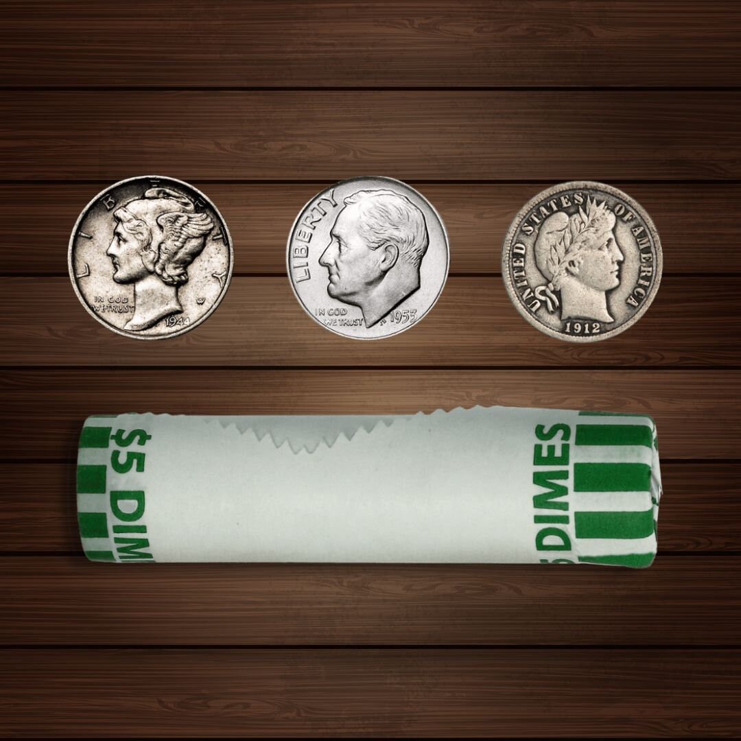 Five Dollar Face 90 Percent Silver Dime Roll avg Circ - Etsy