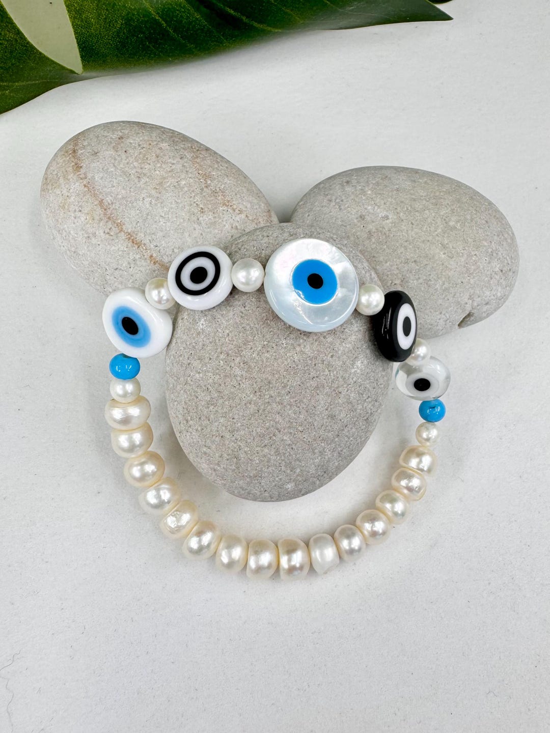 Five Evil Eye & Pearl Bracelet - Etsy