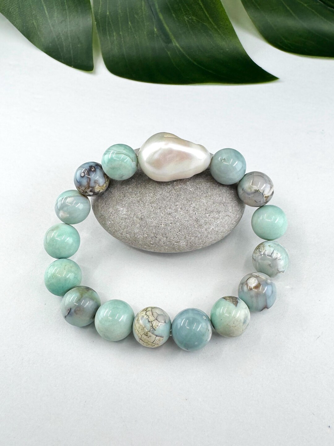 Dragon Skin Bead and Pearl Baroque Bracelet - Etsy