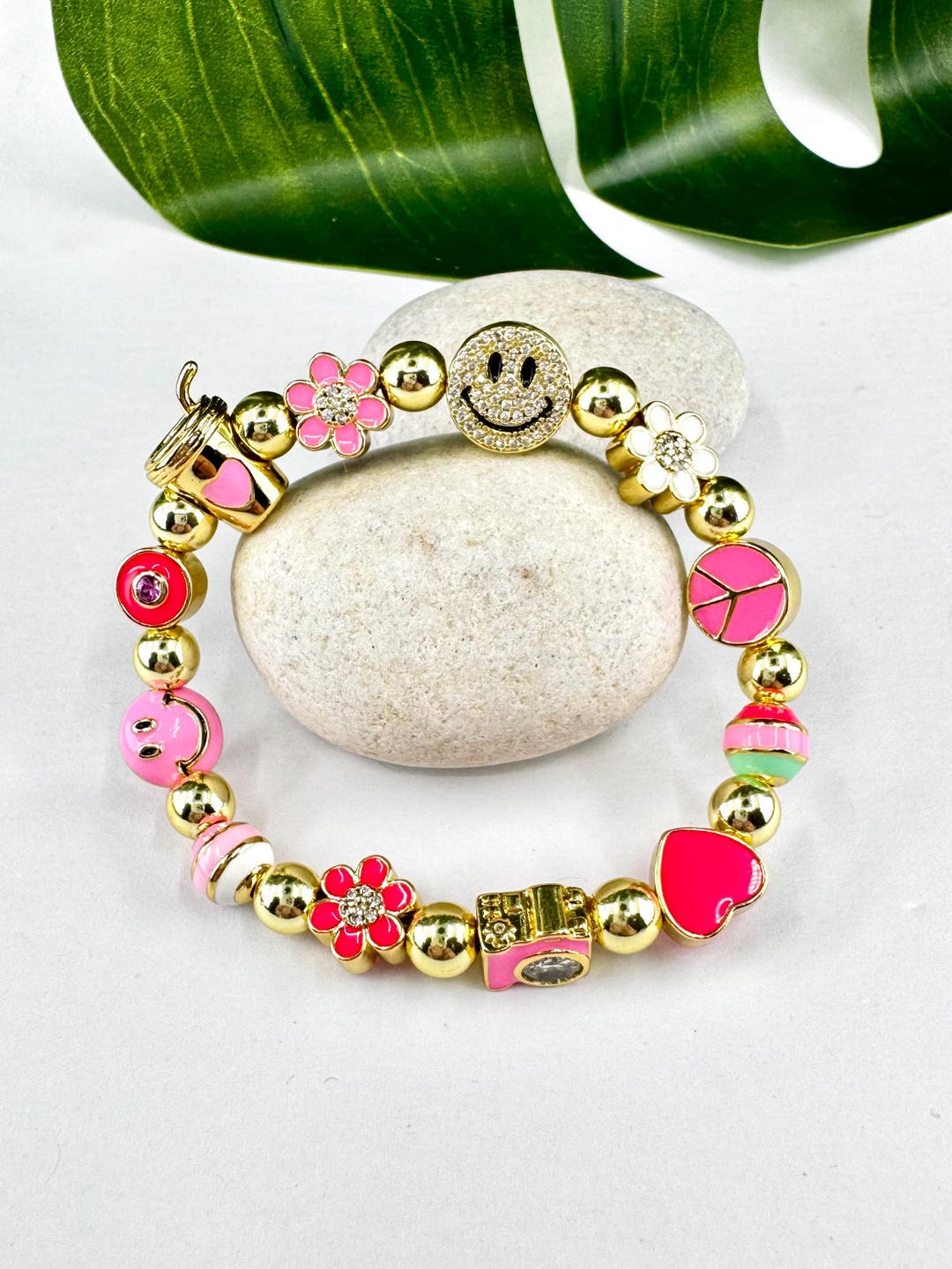 Enamel, Smiley & Gold Tone Emoji Bracelet - Etsy