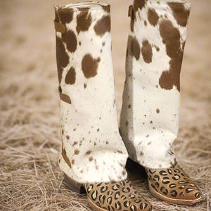 Cowhide Cowboy Boots Cover | Handmade Cowhide Boot Covers for Cowgirls ...