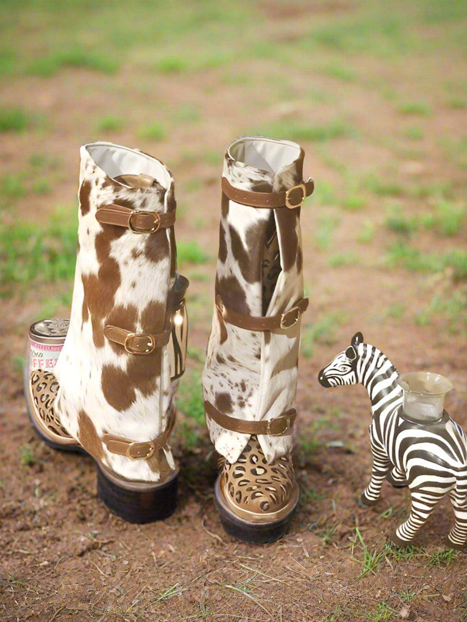 Handmade Cowhide Cowboy Boot Covers | Adjustable Fit, Unique Hide - Etsy