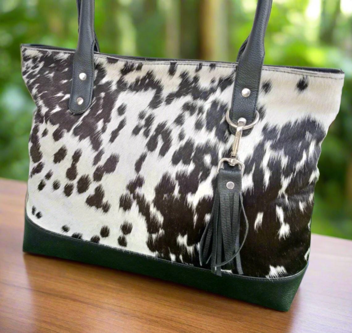 Cowhide Leather Tote Bag Cowhide Tote Purse Cowhide Shoulder Purse ...
