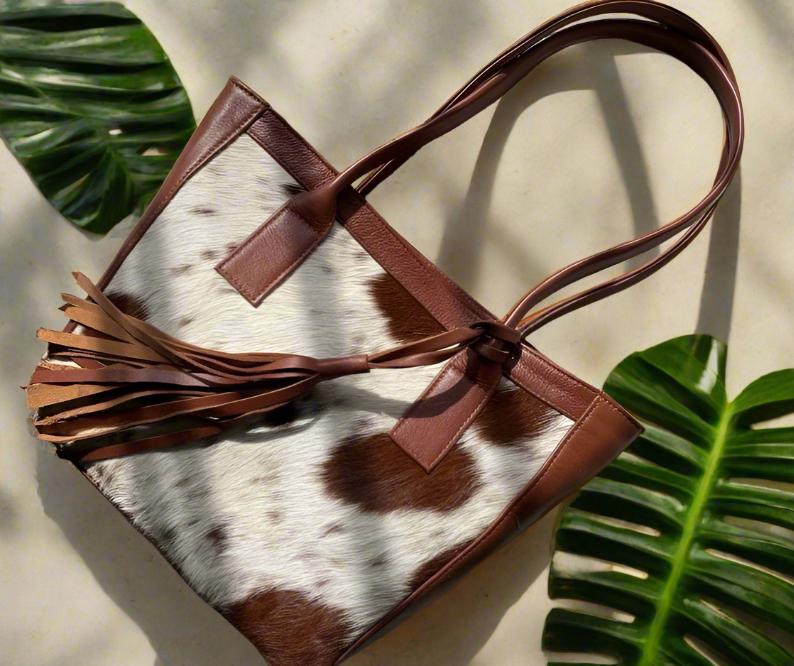 Cowhide Leather Tote Bag Cowhide Small Tote Women Purse Cowhide ...