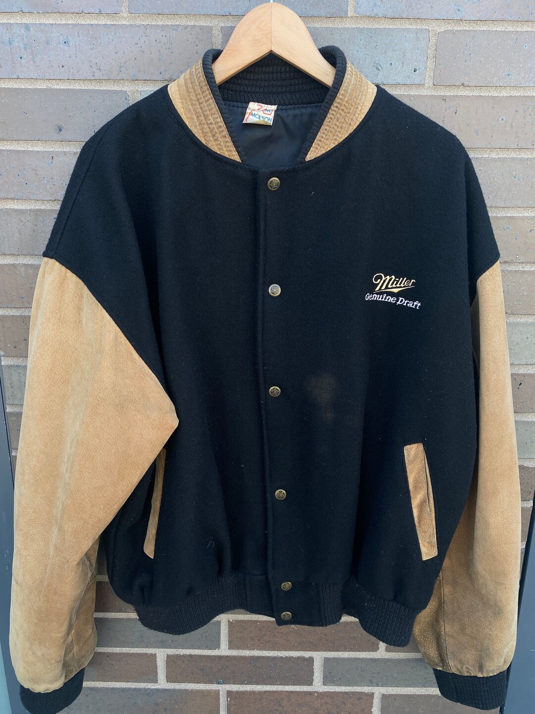 Vintage 90s Varsity Miller Genuine Draft Jacket / Suede Coat / Fall ...