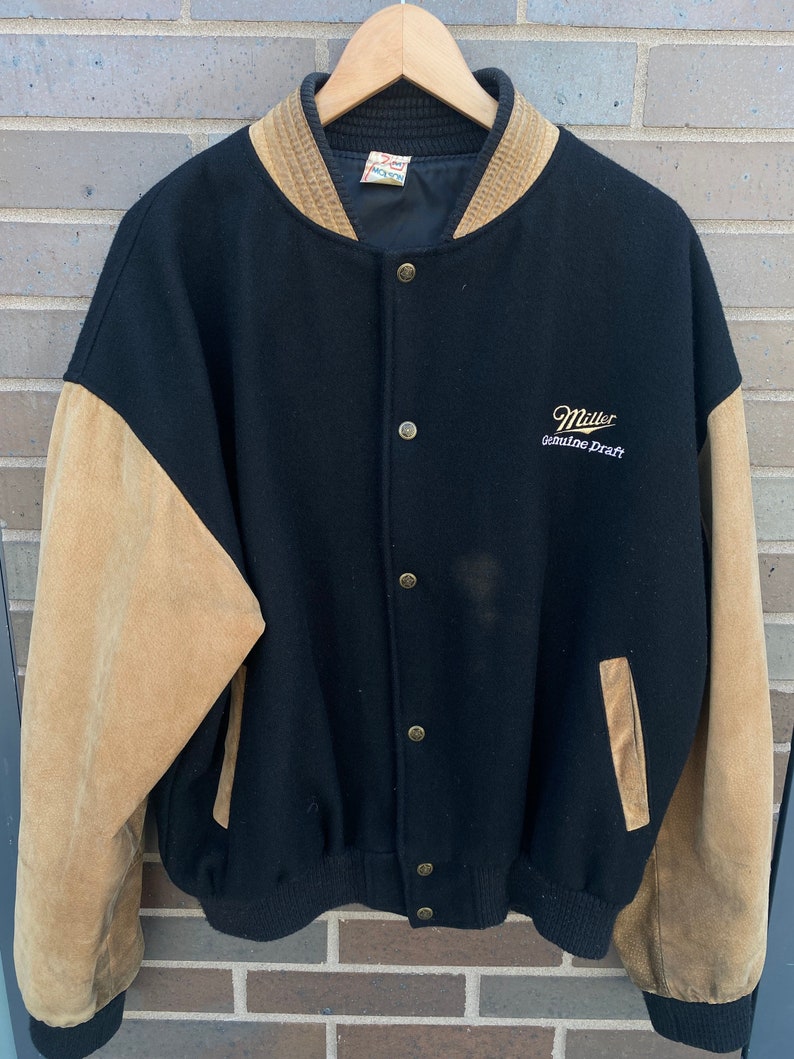 Vintage 90s Varsity Miller Genuine Draft Jacket / Suede Coat / Fall ...