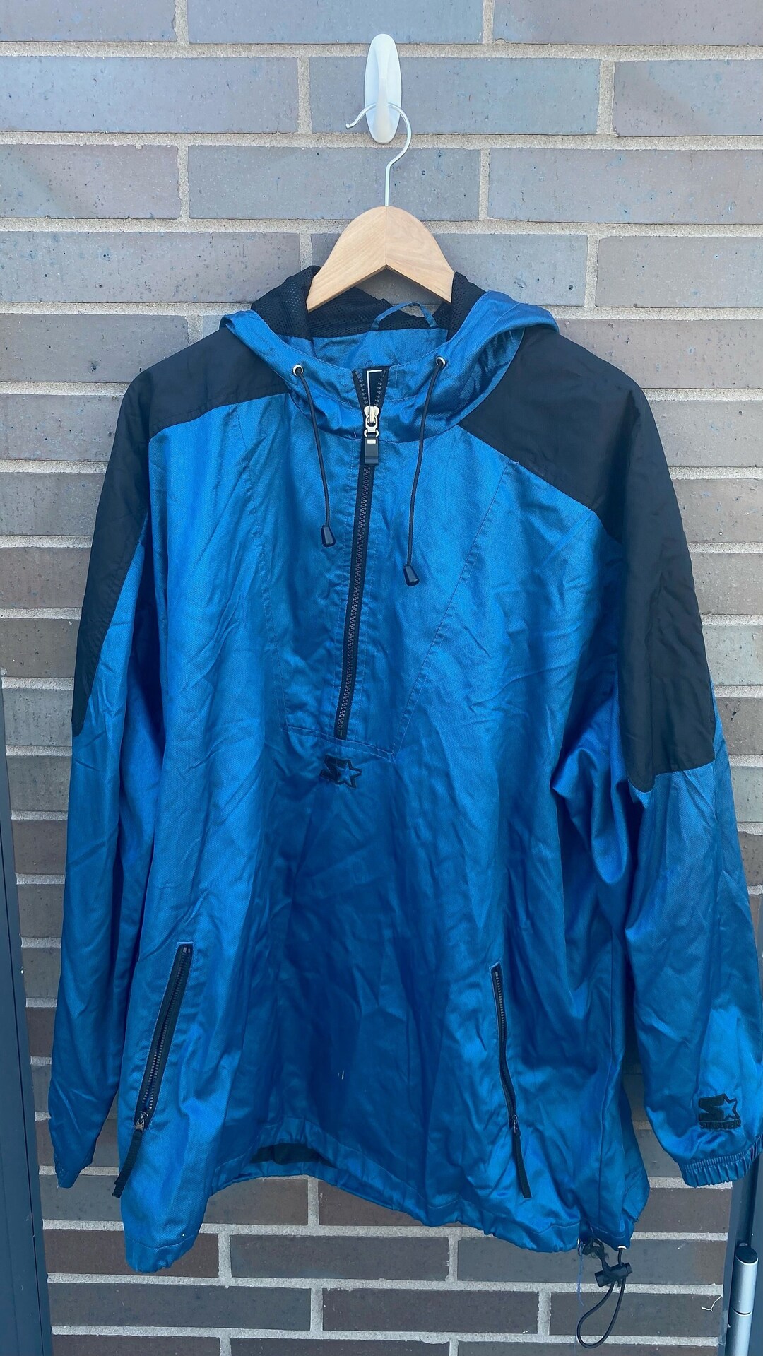Vintage 90s Starter Reflective Jacket / Half Zip Pull Over Windbreaker ...