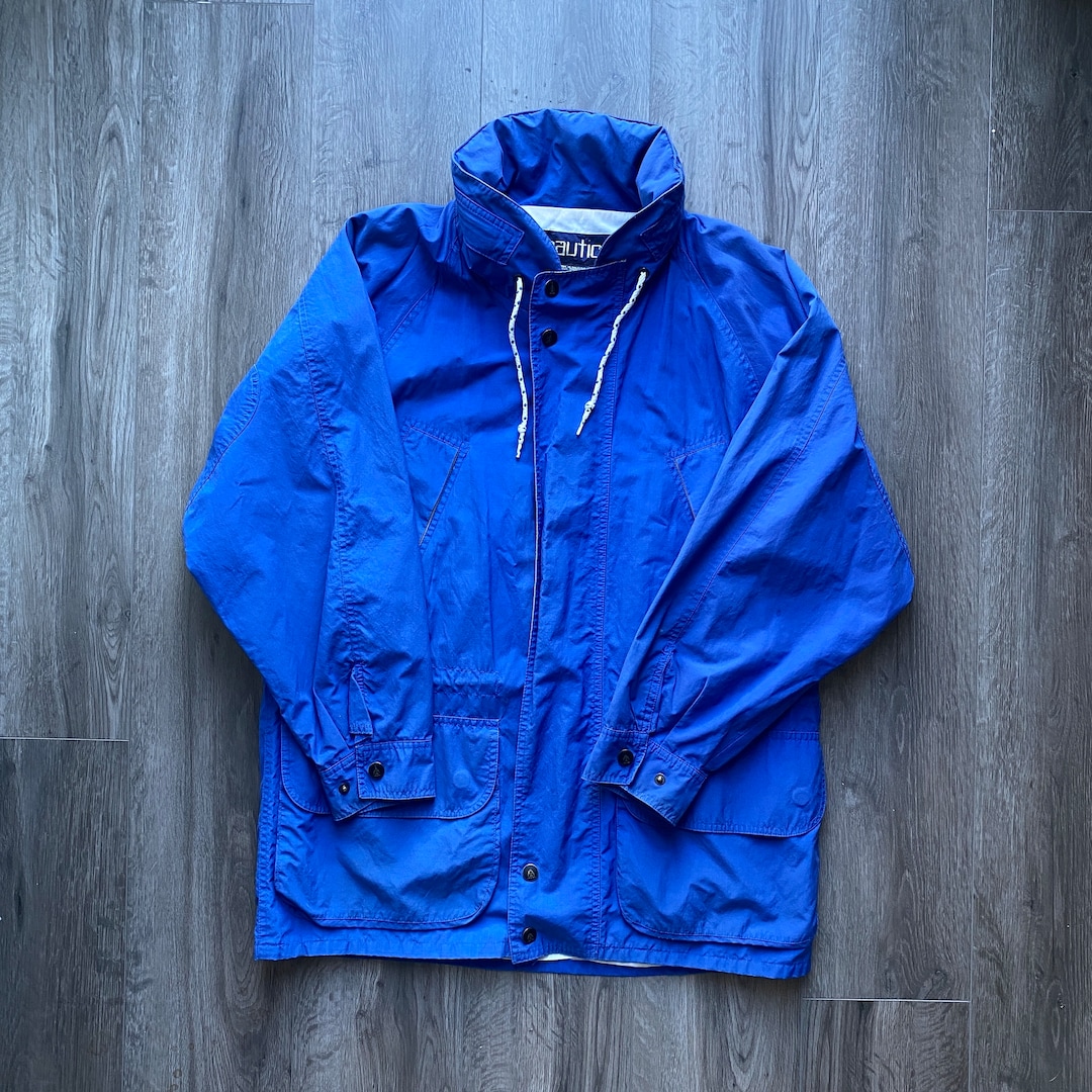 Vintage 90s Nautica Windbreaker Jacket / Blue Yellow Jacket / Rain Coat ...