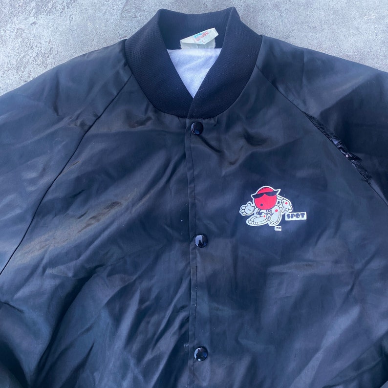 Vintage 80s 7 UP Bomber Jacket / Black Crew Jacket / Streetwear ...