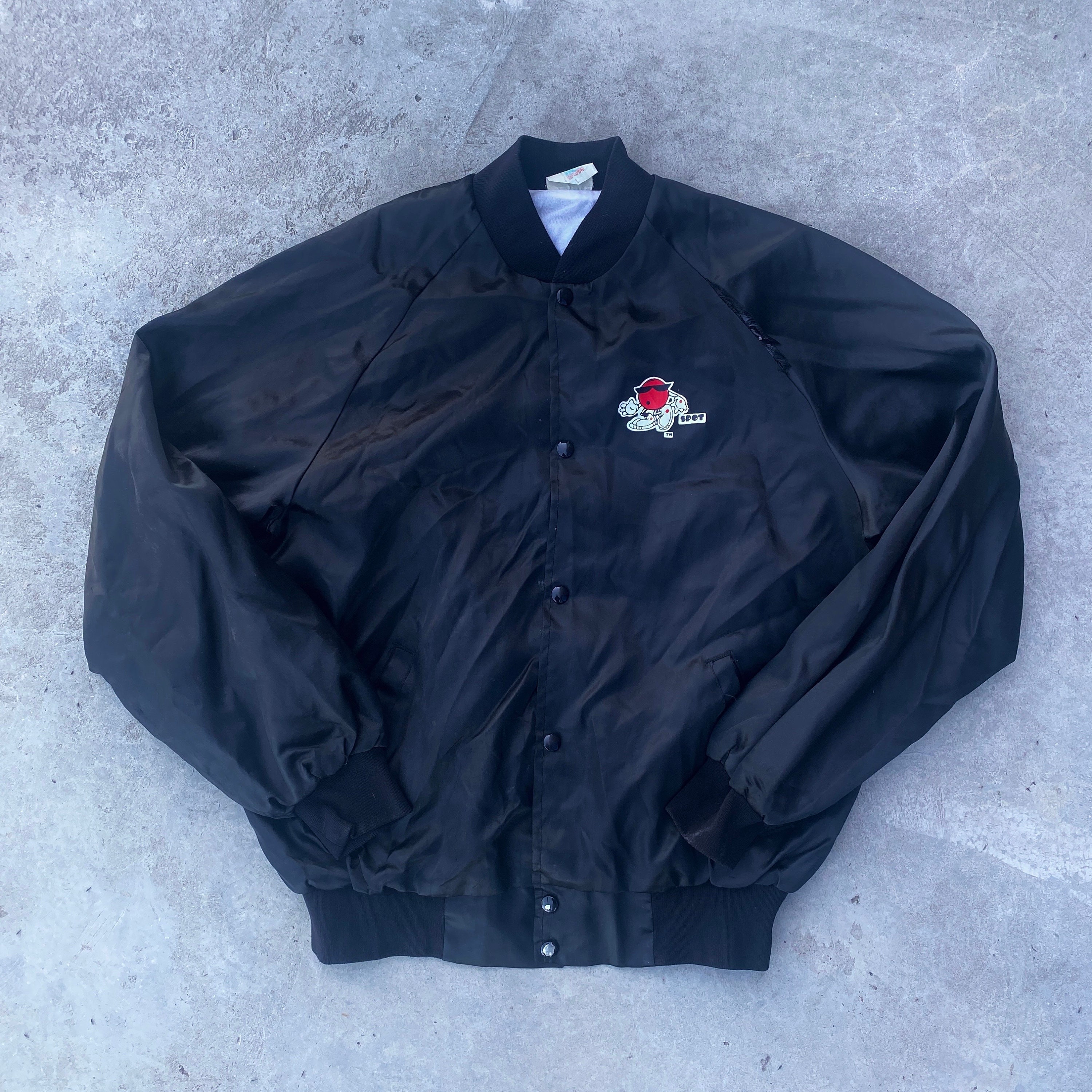 Vintage 80s 7 UP Bomber Jacket / Black Crew Jacket / Streetwear ...