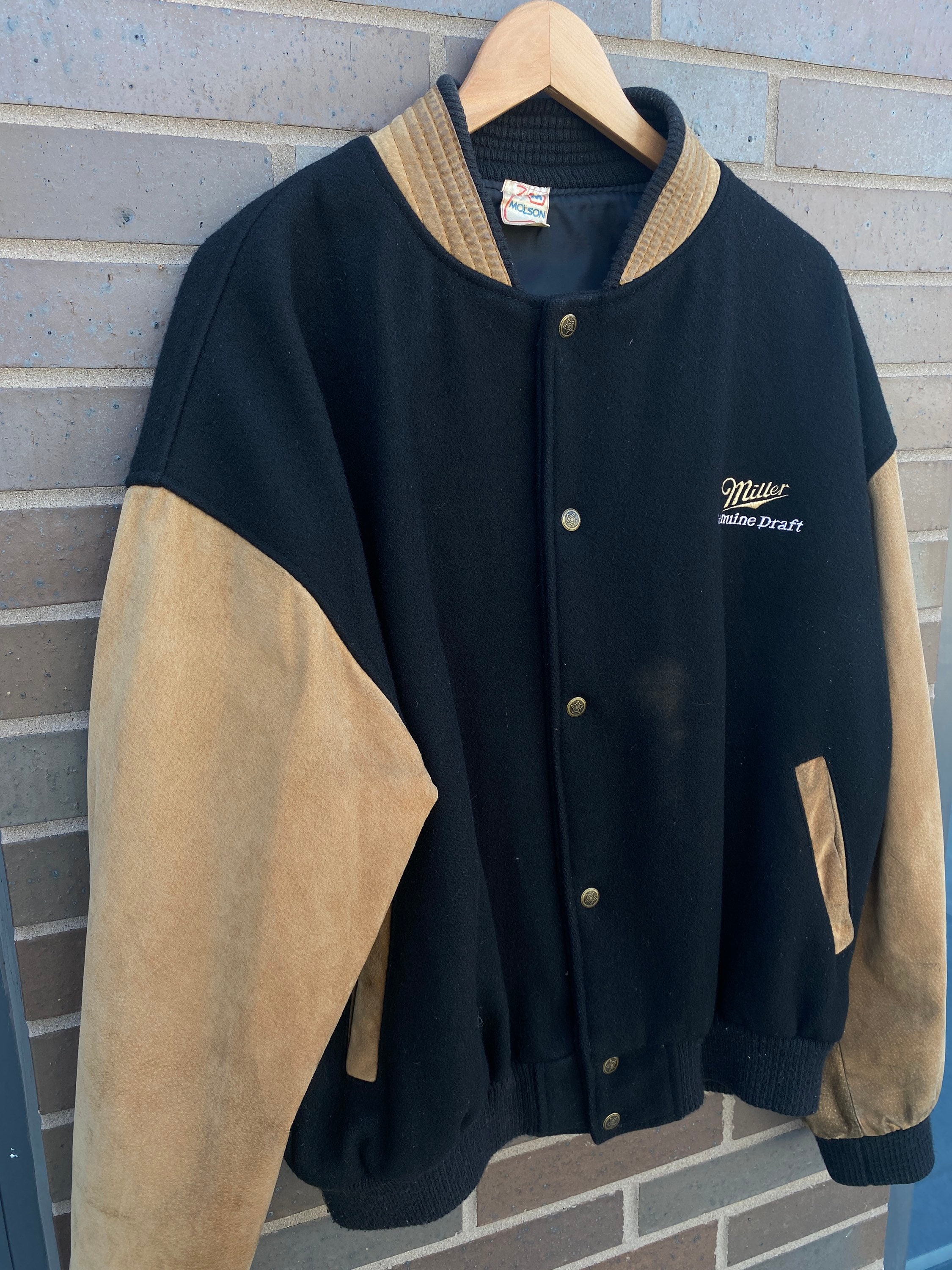 Vintage 90s Varsity Miller Genuine Draft Jacket / Suede Coat / Fall ...