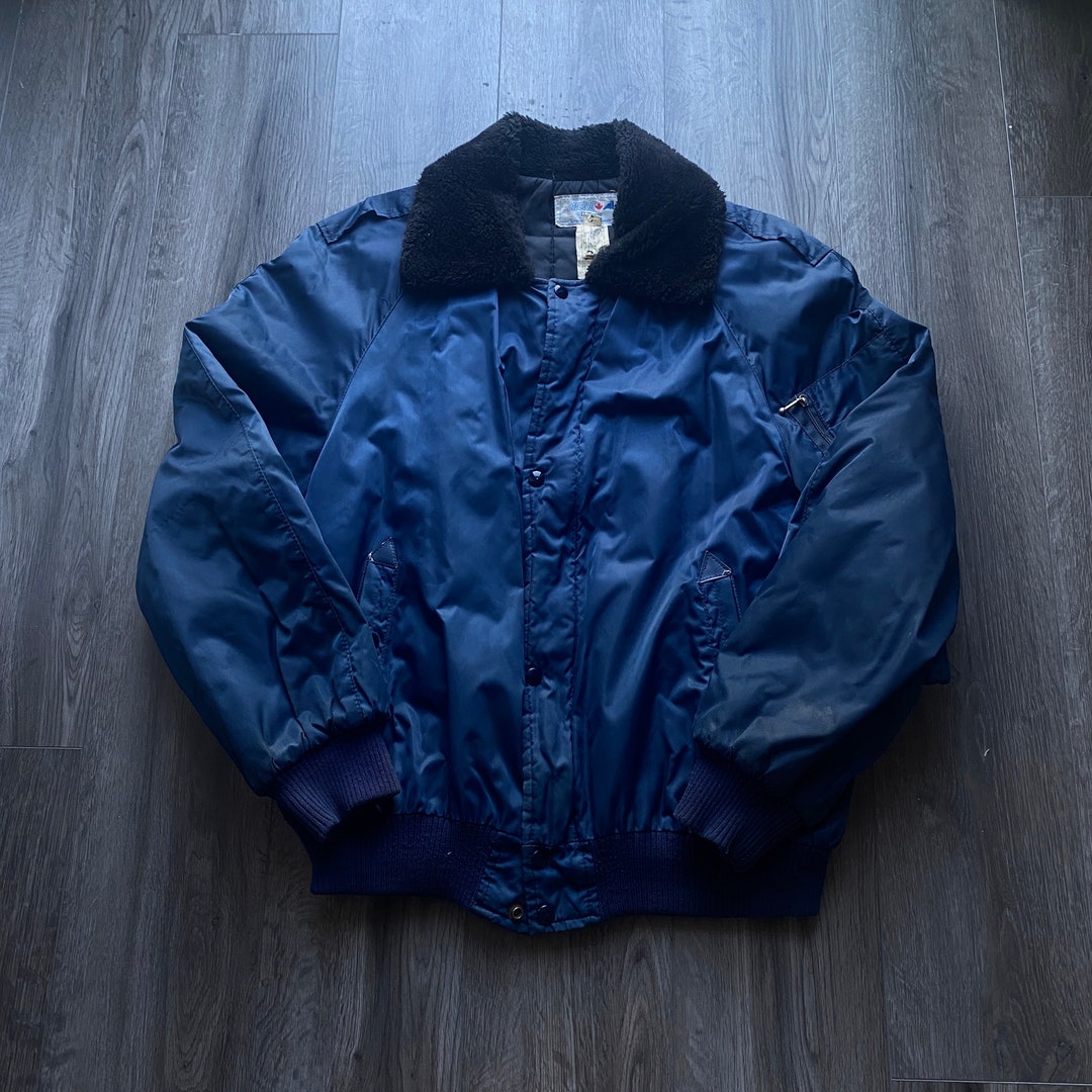 Vintage 80s Fur Collar Bomber Jacket / Fall Fashion / Streetwear ...