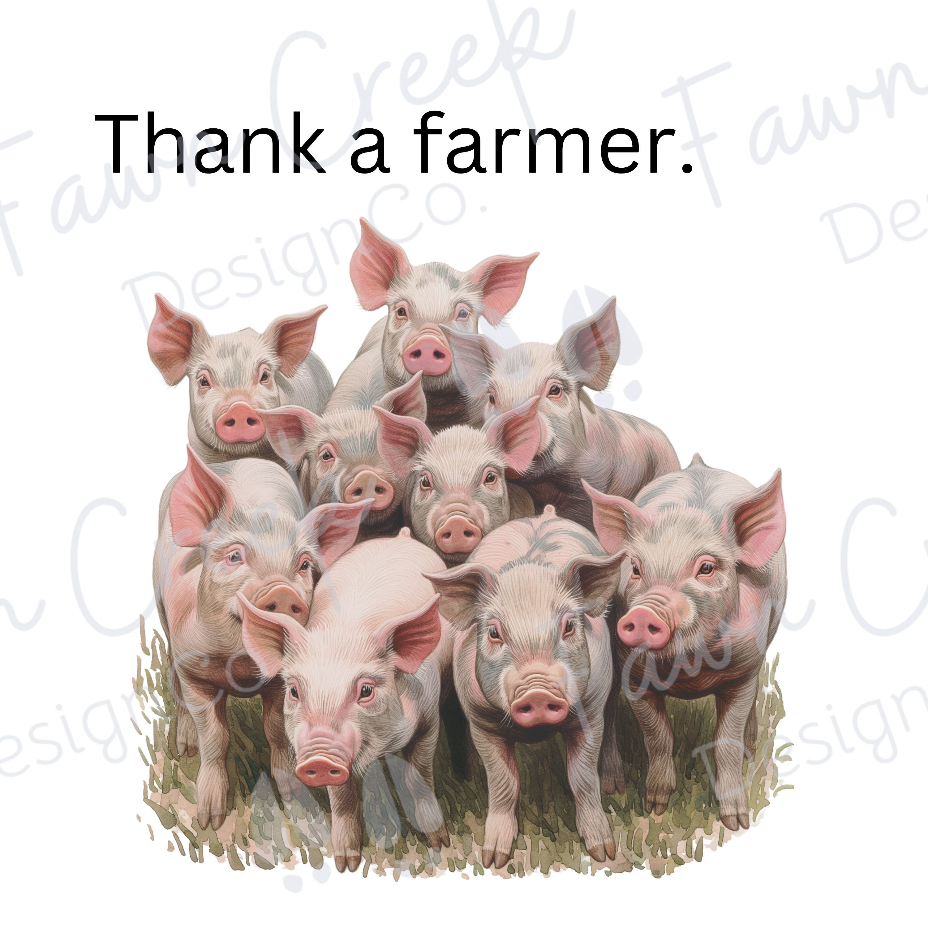Thank a Farmer Pig Clip Art PNG - Etsy
