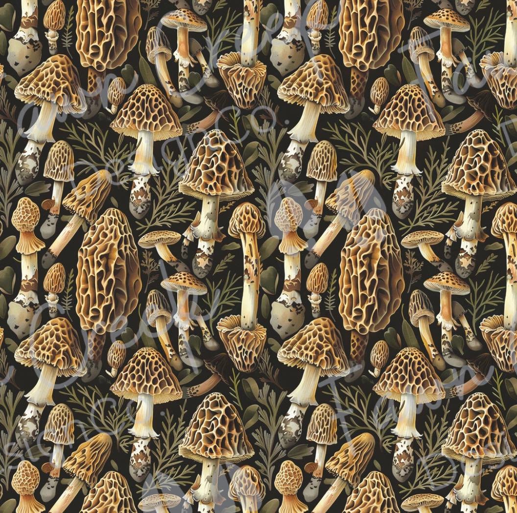 Morels Dry Land Fish Mushroom Seamless Digital Design File - Etsy